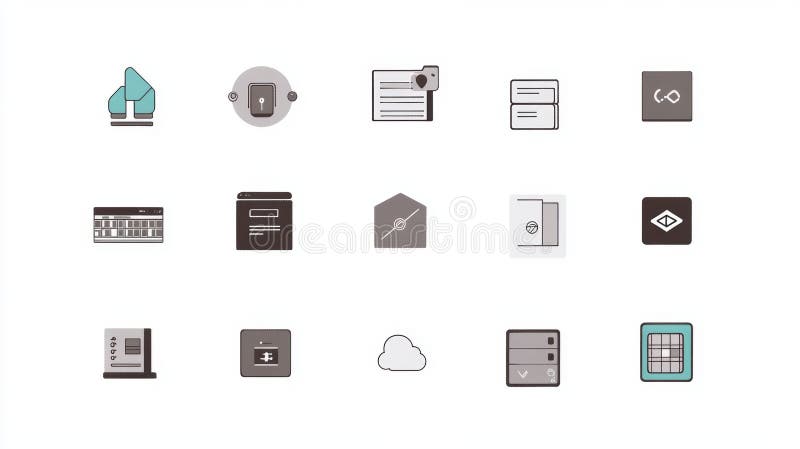 Simple UI Icons Set stock illustration. Illustration of cloud - 366529633