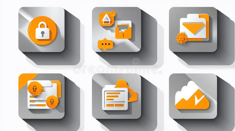 Data Security Icons stock illustration. Illustration of circle - 366529646