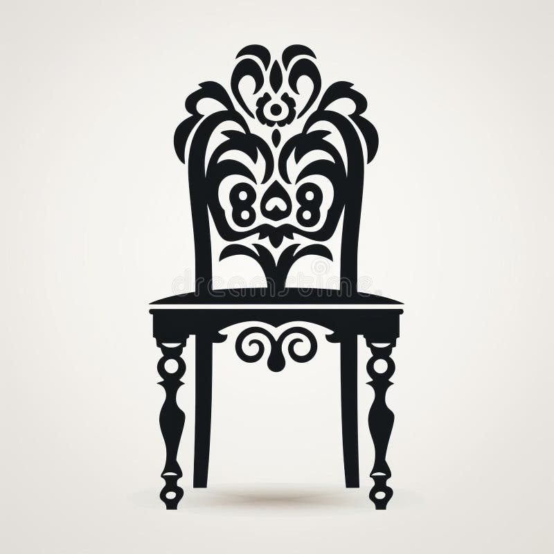 Create a Simple Chair Vector Stencil in Black White Style Stock ...