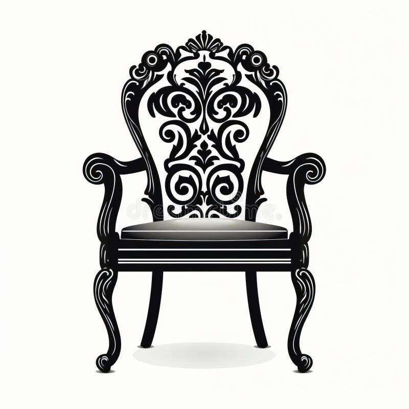 Create a Simple Chair Vector Stencil in Monochrome Style Stock ...