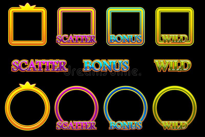 Create Slot Icons. Scatter, Bonus and Wild Text Icons Stock Vector ...