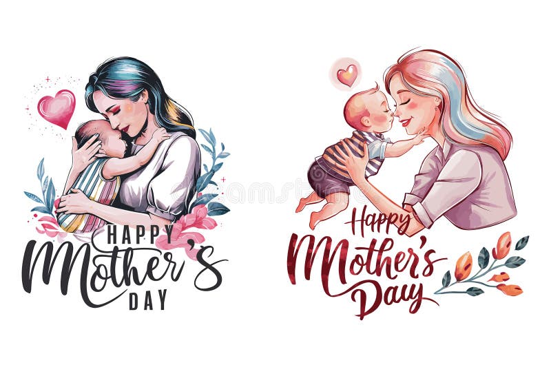 Colorful Mother S Day Vector Design with Calligraphy and Loving Mother ...