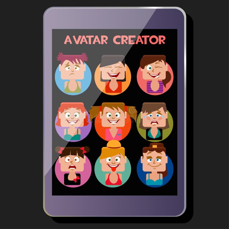 Create a Square Avatar Girl Emotions, Display Stock Vector ...