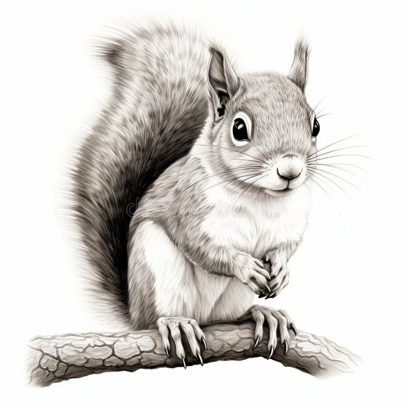 Create a Squirrel Illustration with Bold Black Ink Lines Stock ...