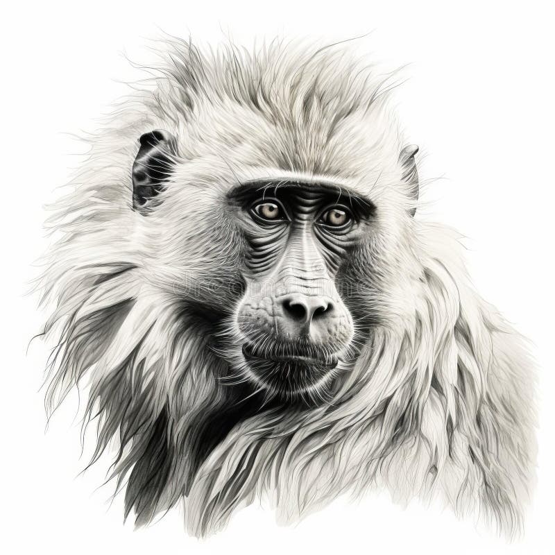 Create a Stunning Baboon Illustration with Bold Black Lines Stock ...