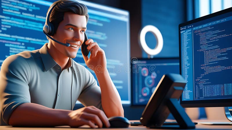 Create a Stunning 3D Image of a Professional Male Call Center ...