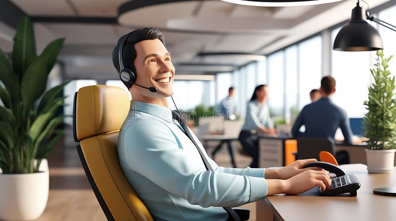 Create a Stunning 3D Render of a Male Call Center Representative with a ...