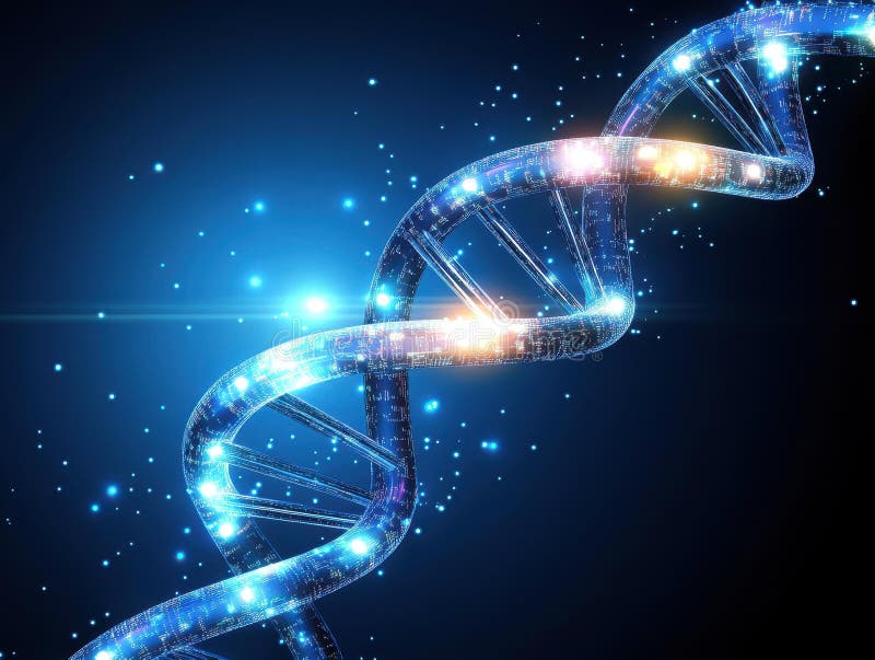Create a Stunning Image of a Metallic DNA Helix, Illuminated with ...