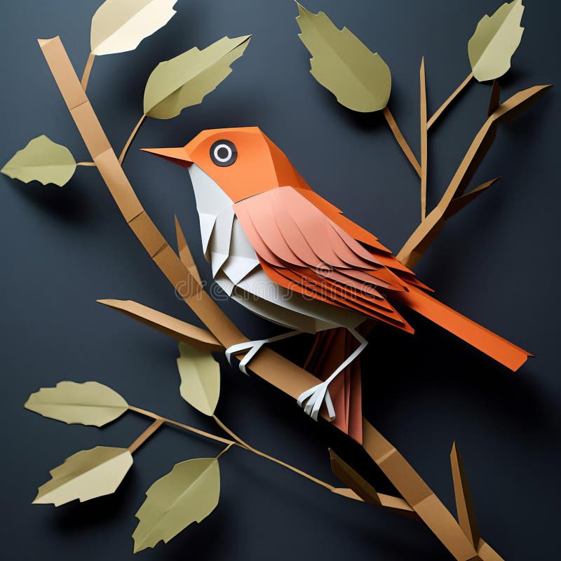 Create a Stunning Nightingale Paper Craft with Polygon Design Stock ...