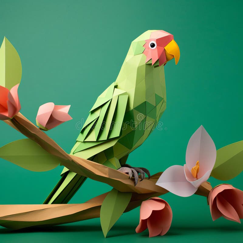 Create a Stunning Parakeet Paper Craft with Polygon Design Stock ...