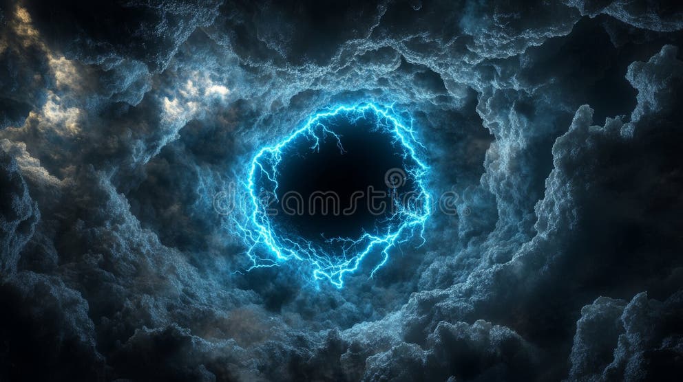 Create Stunning Visuals with a Blue Portal Effect with Dynamic Lightning Circles. Stock Image ...