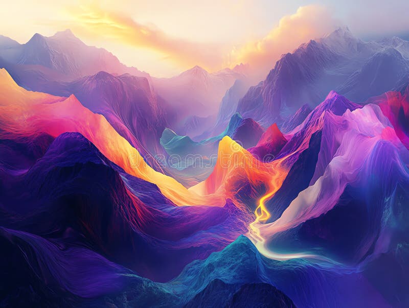 Create a Surreal Landscape Where Hyperreal Mountains Dissolve into ...