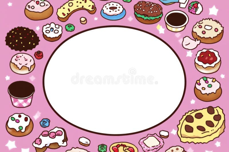 Create a Sweet Frame with Cartoon Desserts for a Delightful Background ...