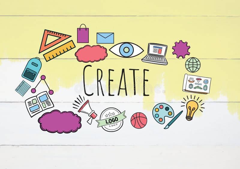 Create Text with Drawings Graphics Stock Illustration - Illustration of ...