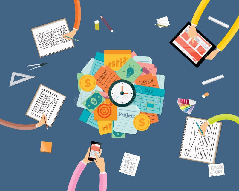 Create To Business Project Workspace and Work Pressing Stock Vector ...