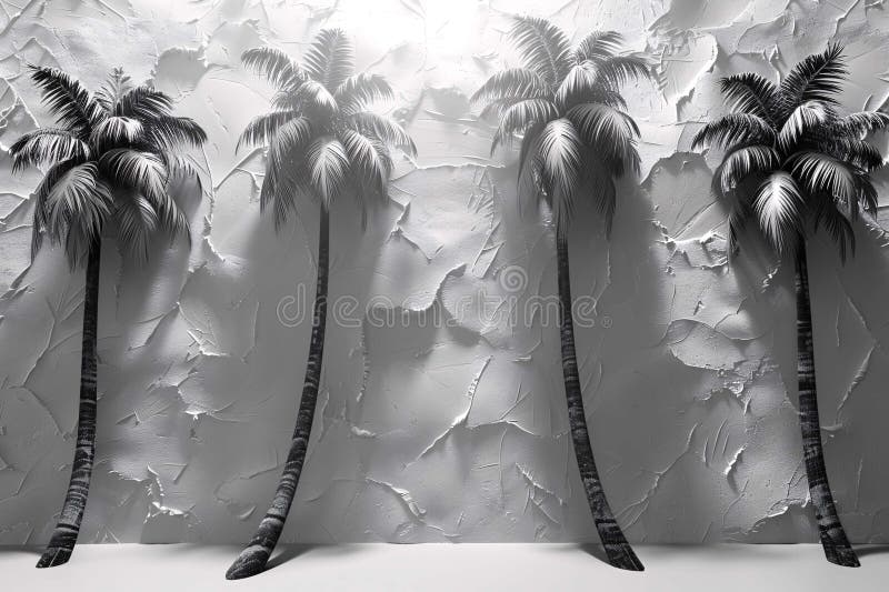 Tropical Vibes with Contour Palm Tree Background. Stock Illustration ...