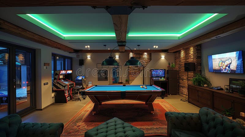 Create the Ultimate Game Room in Your Basement, Featuring a Pool Table ...