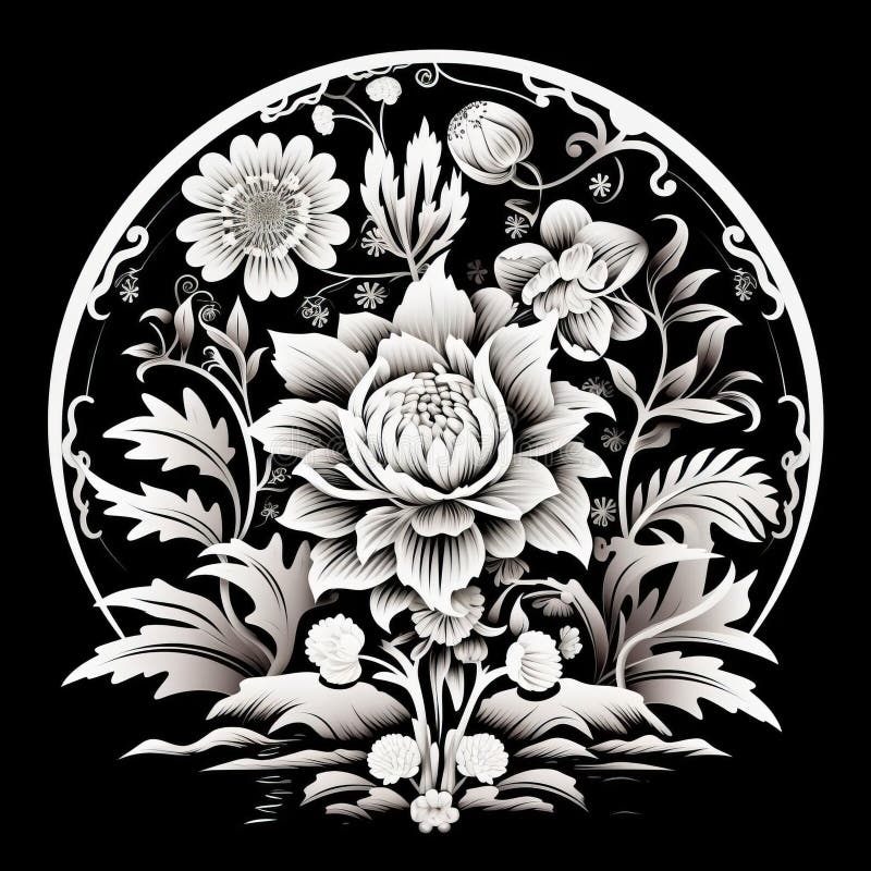 Create a Unique Black and White Centerpiece Vector Stencil Design Stock ...