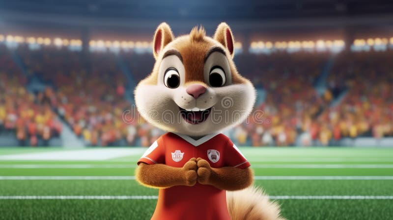 Custom Squirrel Mascot in Soccer Suit with Stadium Backdrop in 4k Stock ...