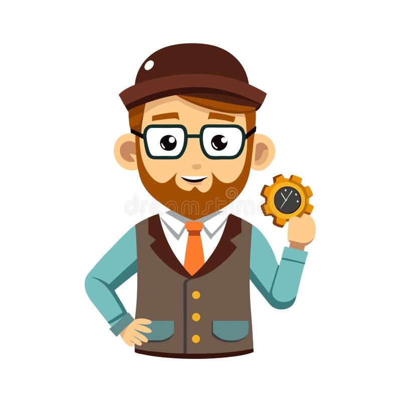 Create Unique Stylish Watchmaker Character Stock Vector - Illustration ...