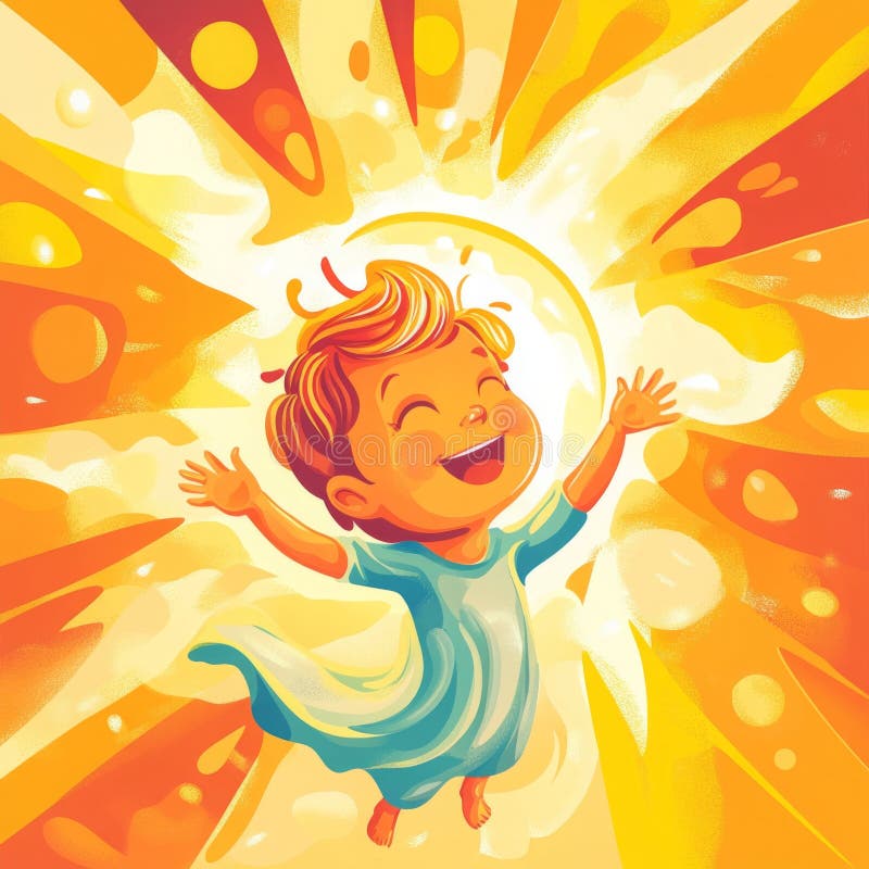 Create a Illustration of a Child in a Sunny Theme Stock Illustration ...