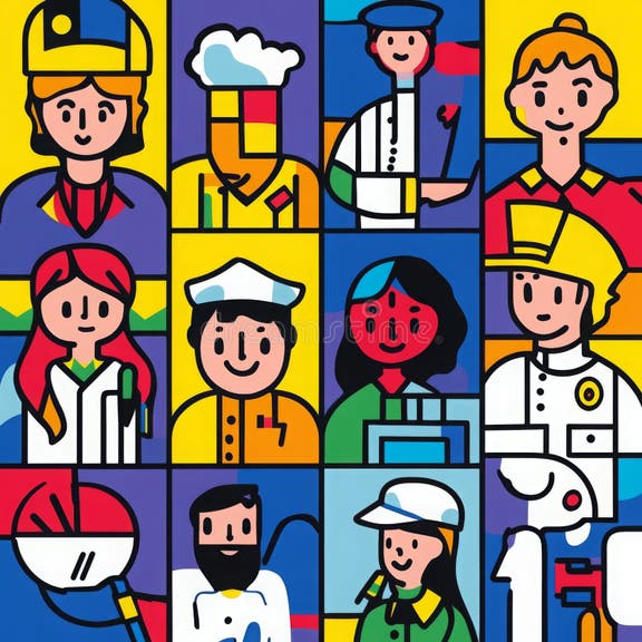 Create a Illustration that Showcases Various Professions in a Clean and ...