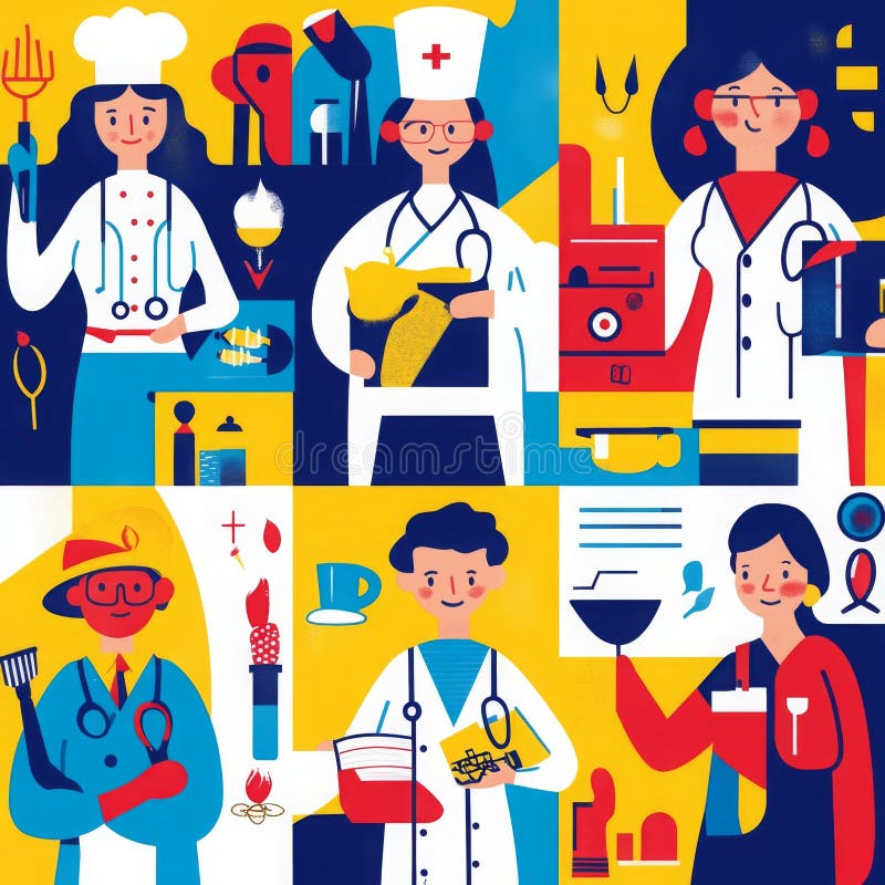 Create a Illustration that Showcases Various Professions in a Clean ...