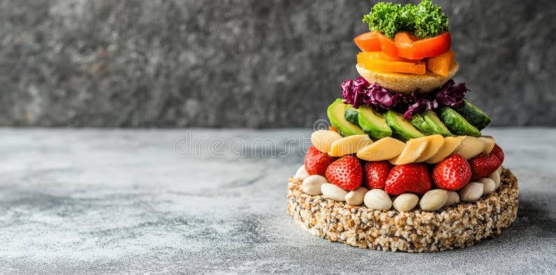 Create Vegetable Stacking Tower of Food Ingredients and Salad Concept ...