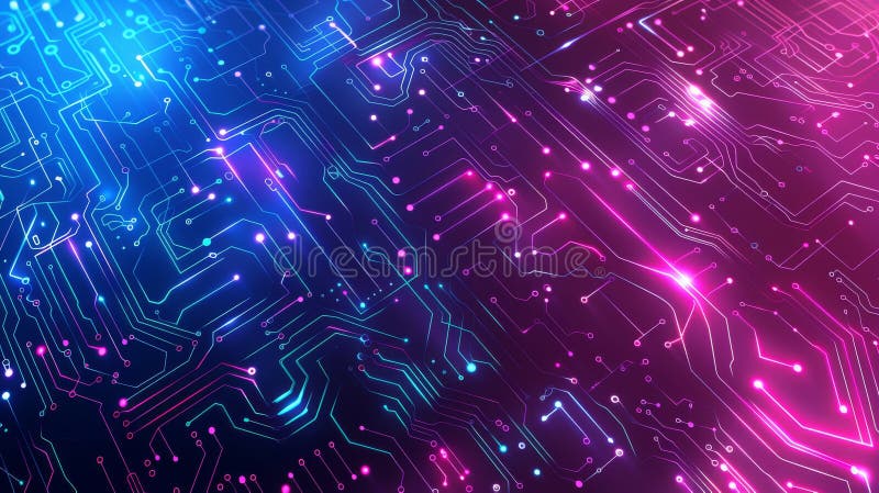 Create a Vibrant Futuristic Circuit Board Design with Neon Lighting for ...