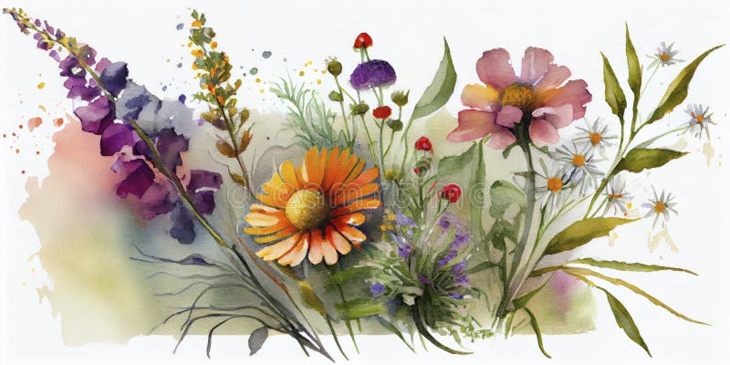 Create a Vibrant Watercolor Painting of a Bouquet of Wildflowers Stock ... Create a Vibrant Watercolor Painting of a Bouquet of Wildflowers Stock ...