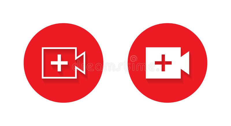 Create Video Icon Vector. Add Content Symbol in Flat Style Stock Vector - Illustration of ...