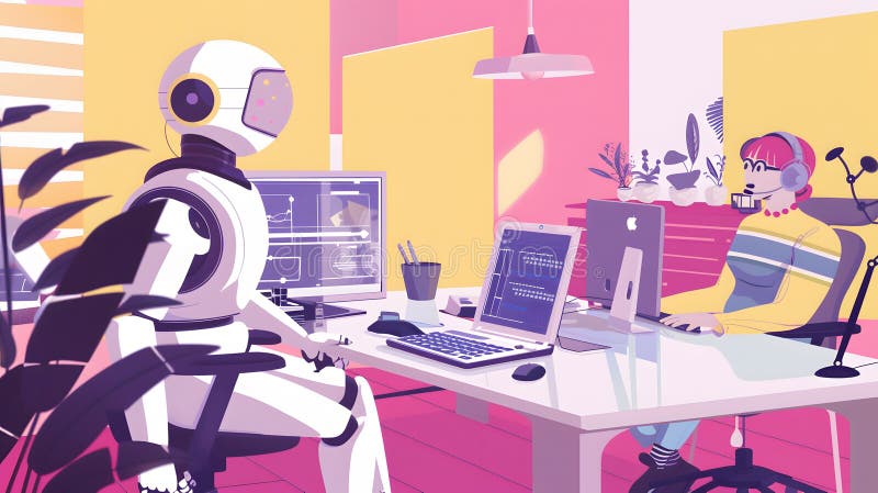 Future of Work - Robots and Humans in Harmony, Ai Generated Stock ...