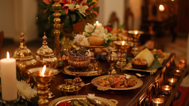 Create a Wedding Table Feast South Indian Version Stock Illustration ...