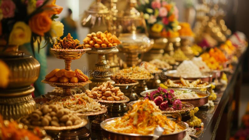 Create a Wedding Table Feast South Indian Version Stock Illustration ...