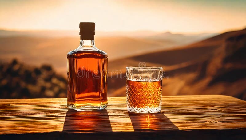 Create a Whiskey Background Photo. in the Foreground is a Stylish ...