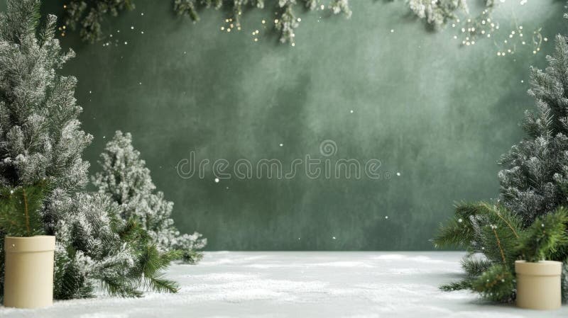 Create Winter Scene with Evergreen Trees, Snowflakes and Backdrop and ...