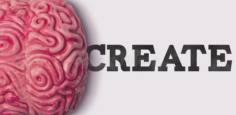 Create Word Next To a Human Brain Model Stock Image - Image of ...