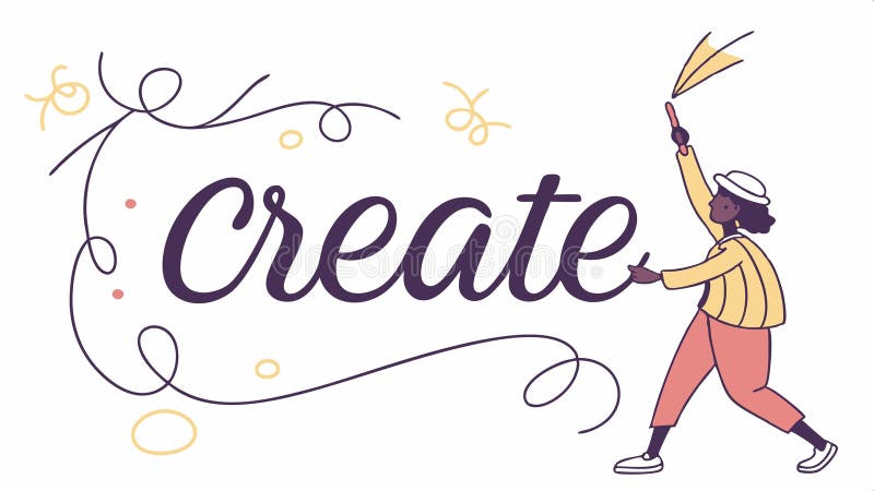 Create Word with Paint, Art and Creative Process Illustration. Vector ...