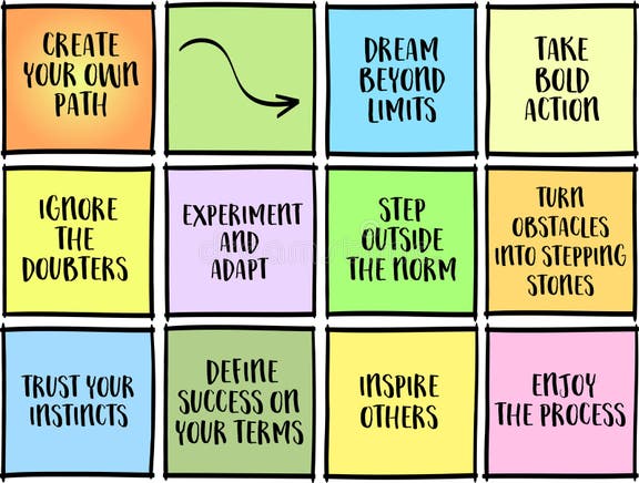 Create You Own Path, Motivational Concept - Set of Inspirational Notes ...