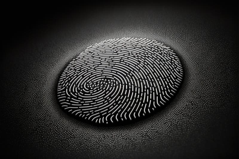 Created with Generative AI Technology. Black Fingerprint on a Black ...