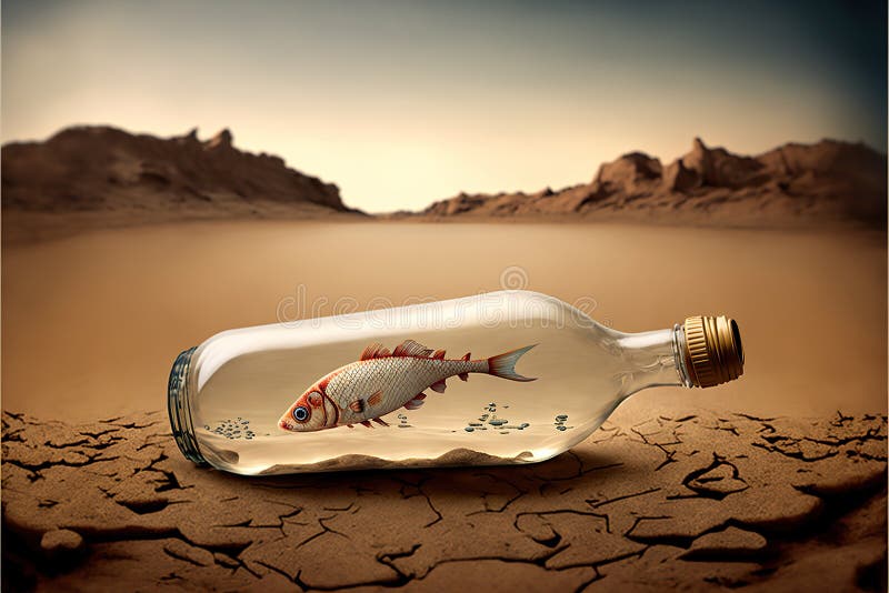 Created with Generative AI Technology. Fish in a Bottle at the Empty ...