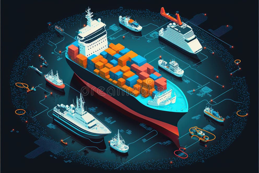 Created with Generative AI Technology. Ship Transport and Cargo ...