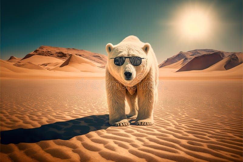 Created with Generative AI Technology. Polar Bear in Sunny Desert Stock ...
