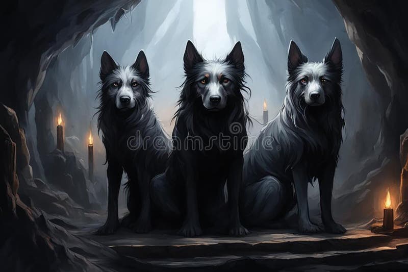 Three Black Dogs Guarding the Gates To Another World. Cerberus, Chaos ...