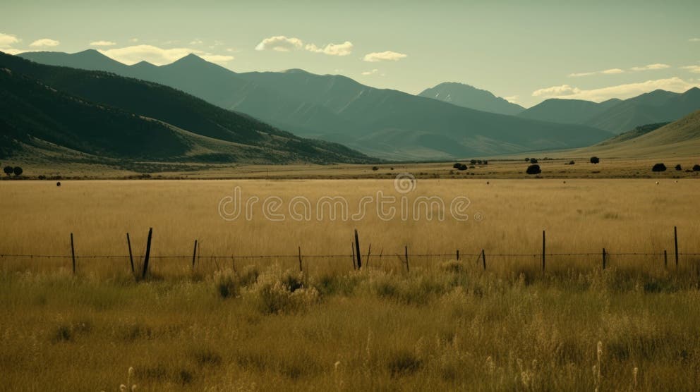 Open Field with Background Mountains Stock Photo - Image of mountains ...