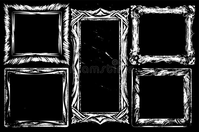 Set of Grunge Overlay Texture Frame, Dirty Paint Brush Stroke ...