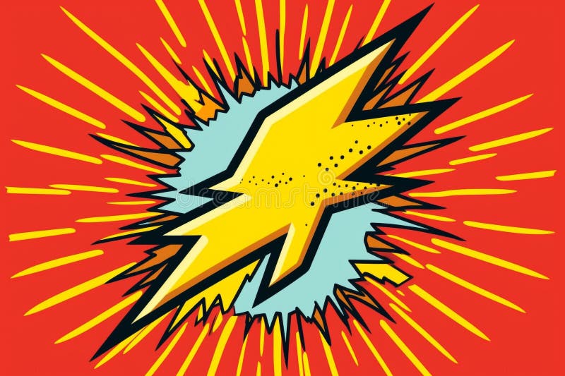 Pop Art Bright Coloured Background with Lightning. Illustration, Stock ...