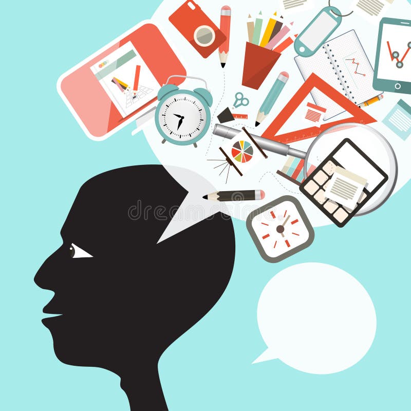 Creatief Het Denken Symbool Het Hoofdsilhouet Van De Mens Vector ...