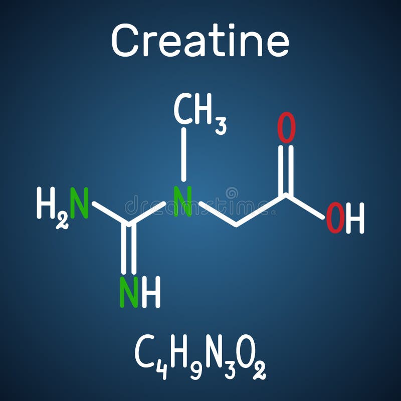 Phosphocreatine Molecule, Structural Chemical Formula, Ball-and-stick ...