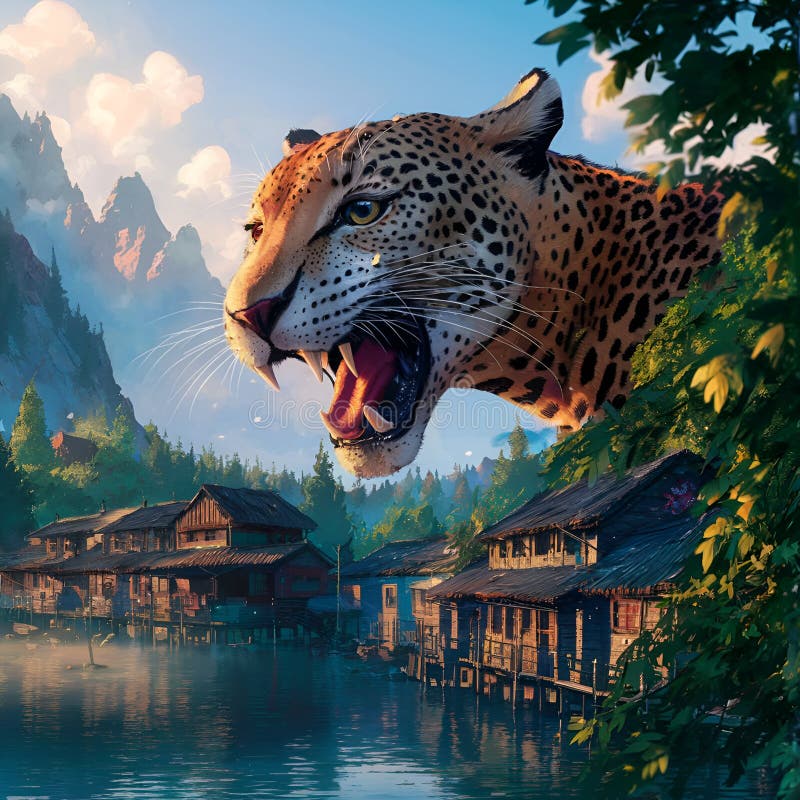 Ferocious Wild Tiger in Nature AI Generated Stock Illustration ...
